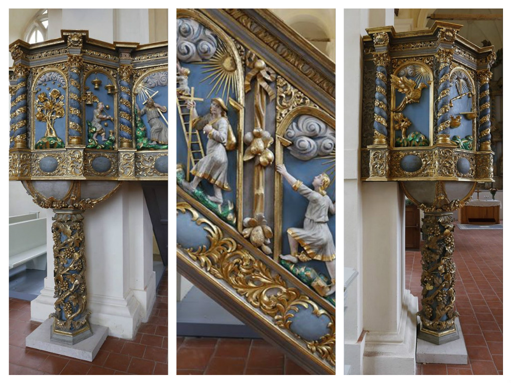 Lestenes baznīcā atgriezusies krāšņā kancele | LA.LV