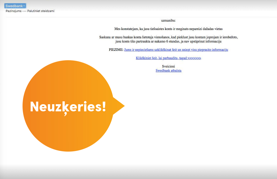 Neuzķeries un brīdini draugus: “Swedbank” klientus apdraud krāpnieki ...