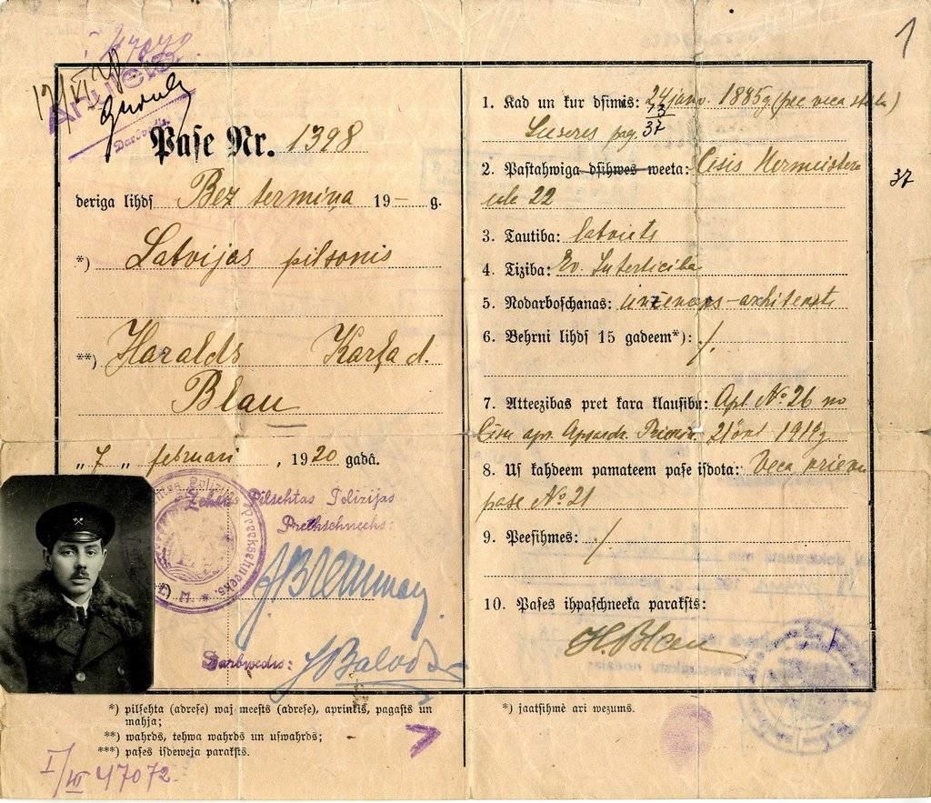 1919. gada 4. augustā. Latvijas pases | LA.LV