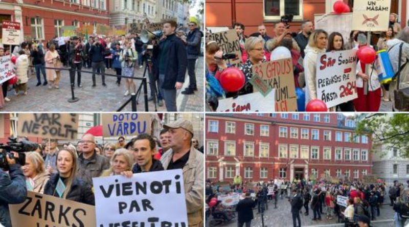 VIDEO. Pie Saeimas mediķu protests pulcēja vairākus simtus dalībnieku ...
