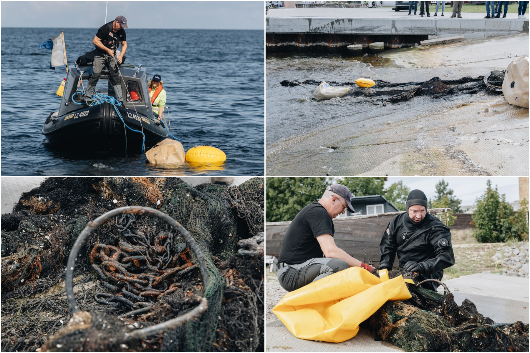 FOTO, VIDEO. Engurē no jūras izceļ nozaudētos zvejas rīkus jeb “spoku ...